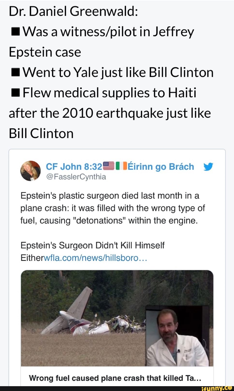Dr. Daniel Greenwald: EH Was a witness/pilot in Jeffrey Epstein case ...