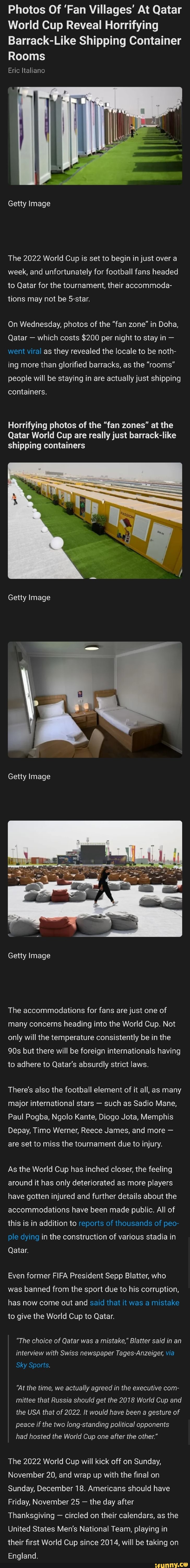 Photos Of 'Fan Villages' At Qatar World Cup Reveal Horrifying Barrack ...