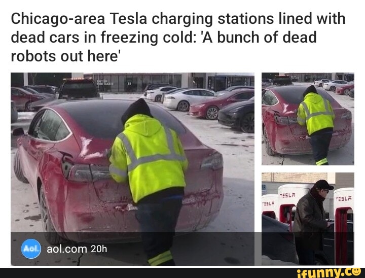 Chicago-area Tesla charging stations lined with dead cars in freezing ...