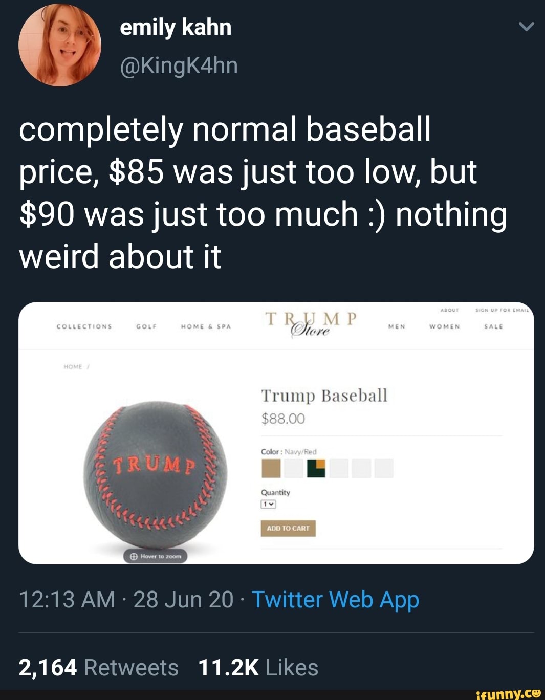 Completely normal baseball price, $85 was just too low, but $90 was ...