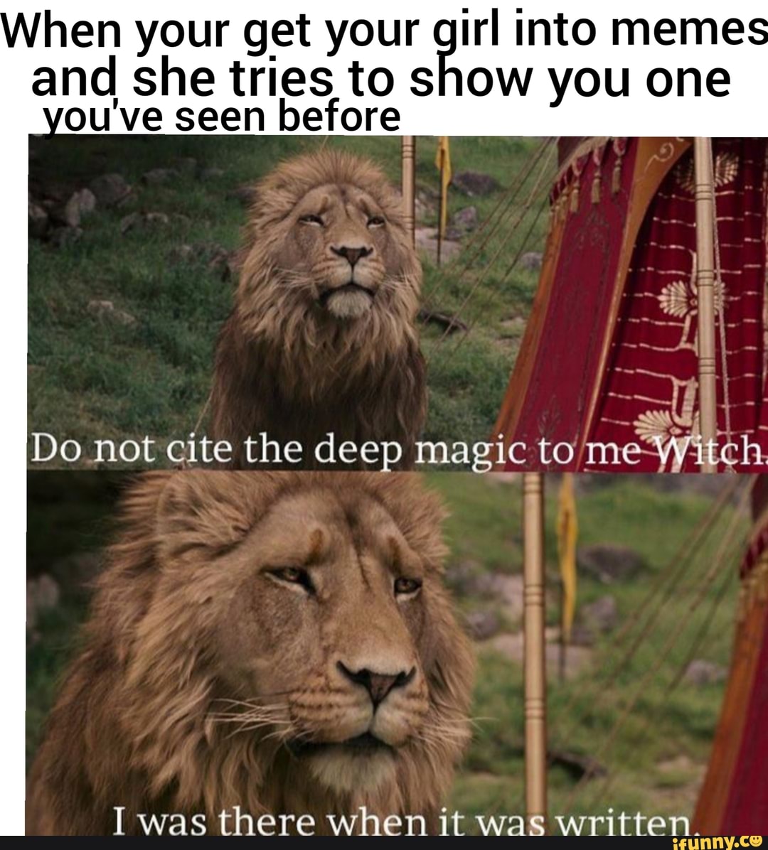 Hen your get your girl into memes and she tries to show you one ouve ...