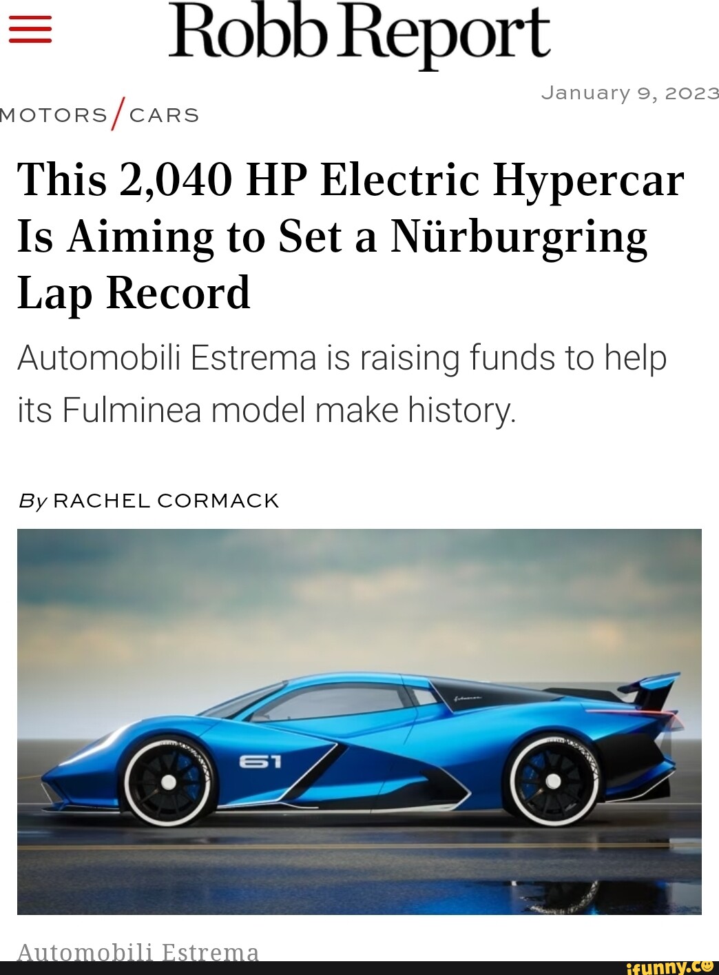 = Robb Report January 9, 2023 MoTORS/ CARS This 2,040 HP Electric ...