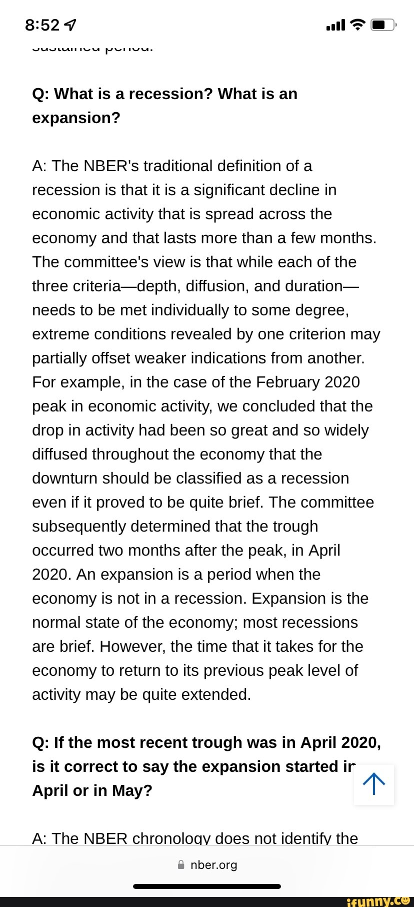 All Q: What is a recession? What is an expansion? A: The NBER's ...