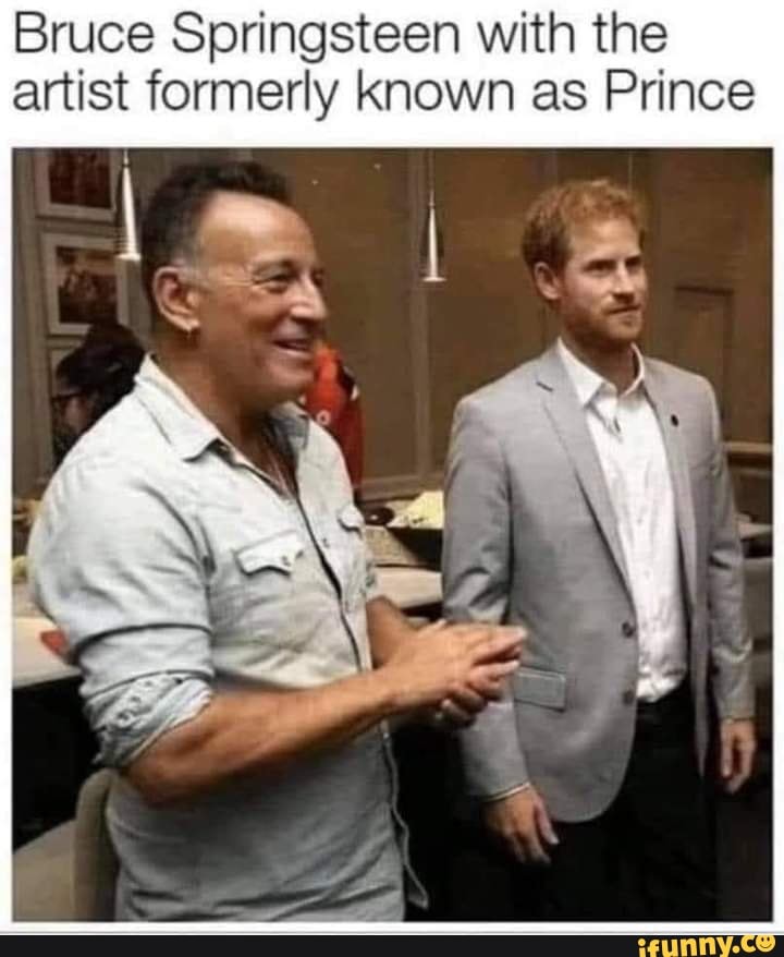 Bruce Springsteen with the artist formerly known as Prince AR - iFunny