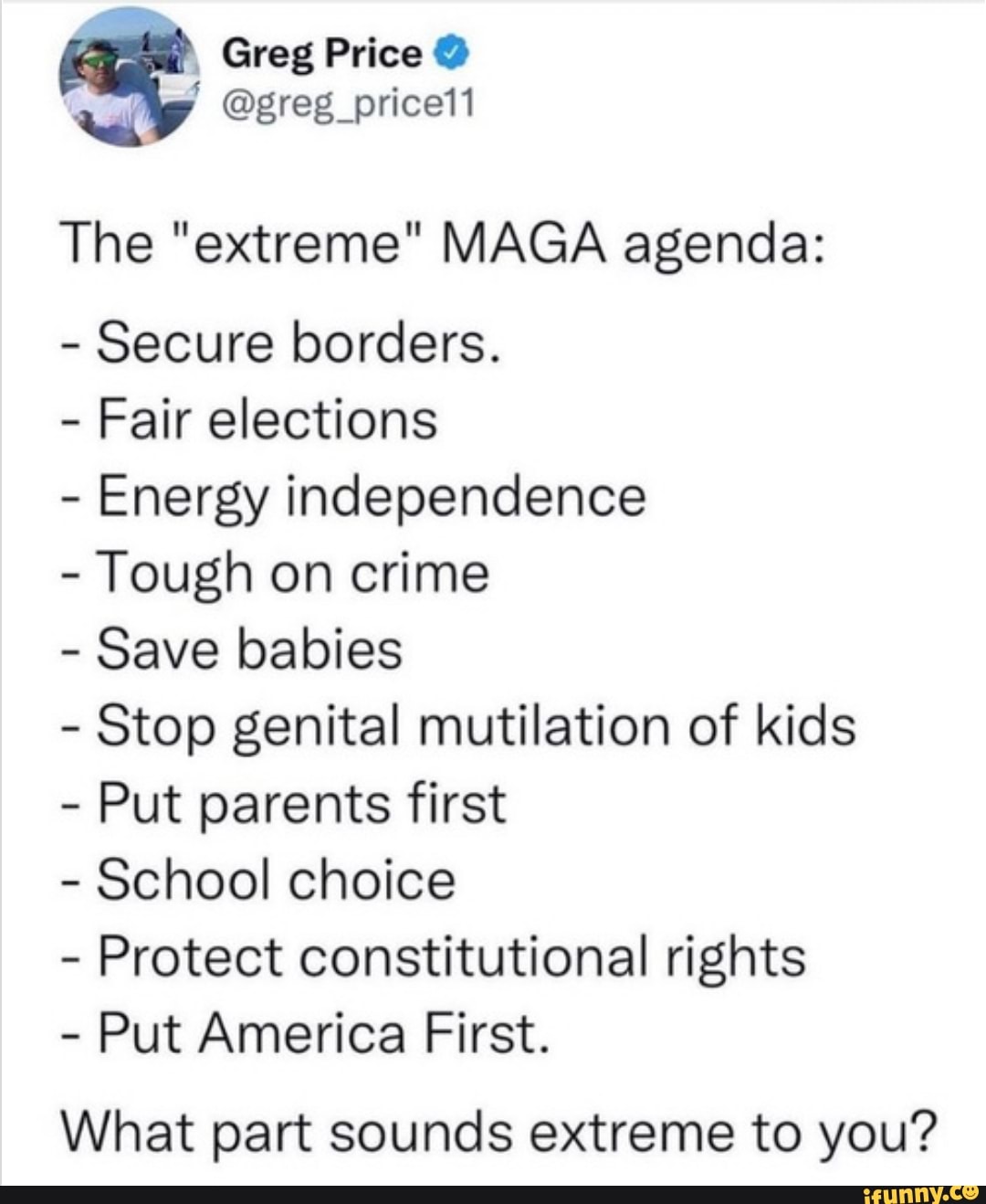 Greg Price May The "extreme" MAGA agenda: - Secure borders. - Fair ...