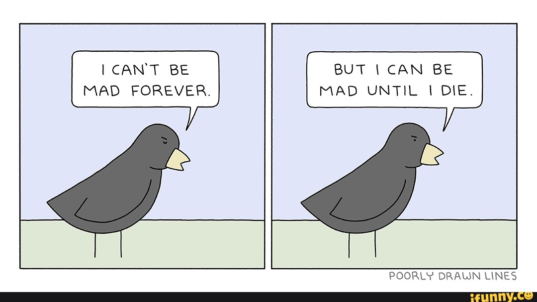 CAN'T BE MAD FOREVER. BUT I CAN BE MAD UNTIL I DIE. POORLY DRAWN LINES ...