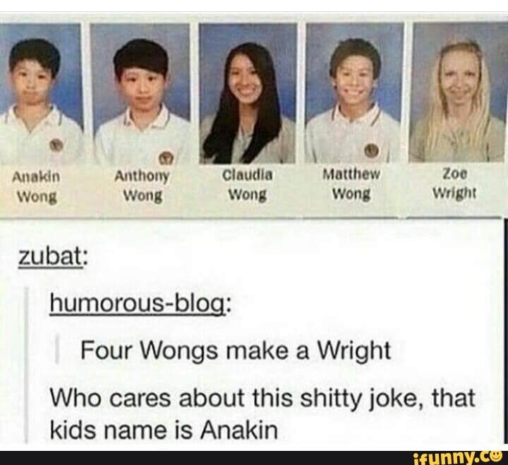 Anakin Anthony Claudia Matthew Wong Wong Wong Wong Wright zubat ...
