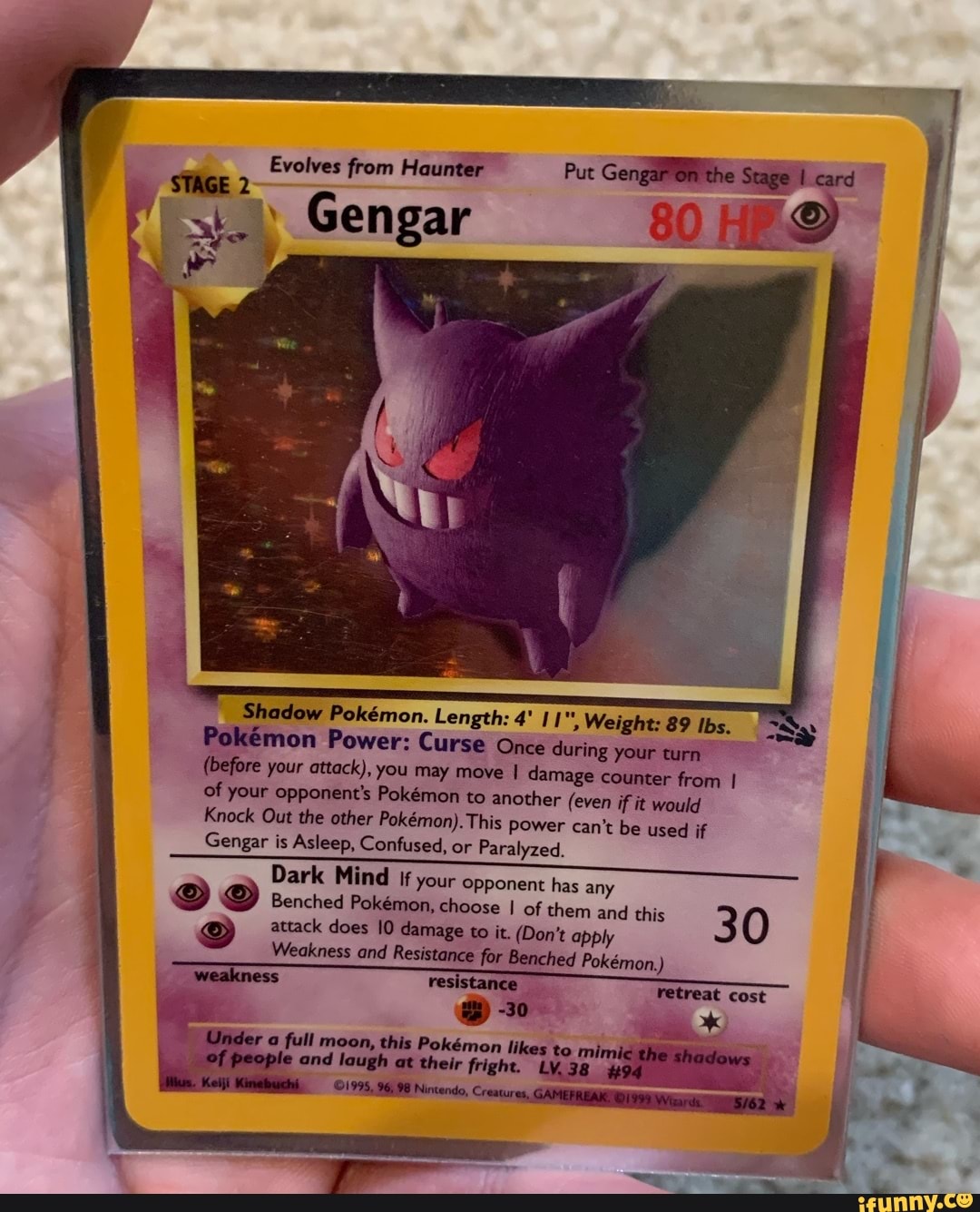 Evolves from Haunter STAGE Gengar Shadow Pokmon. Length: 4' II Weight ...