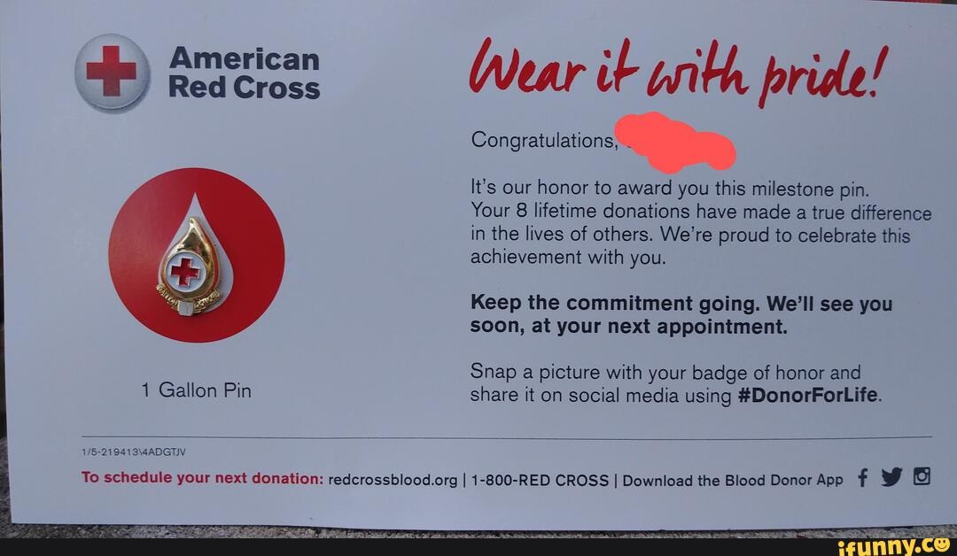 American Red Cross 1 Gallon Pin Wear it orith pride! Congratulations ...