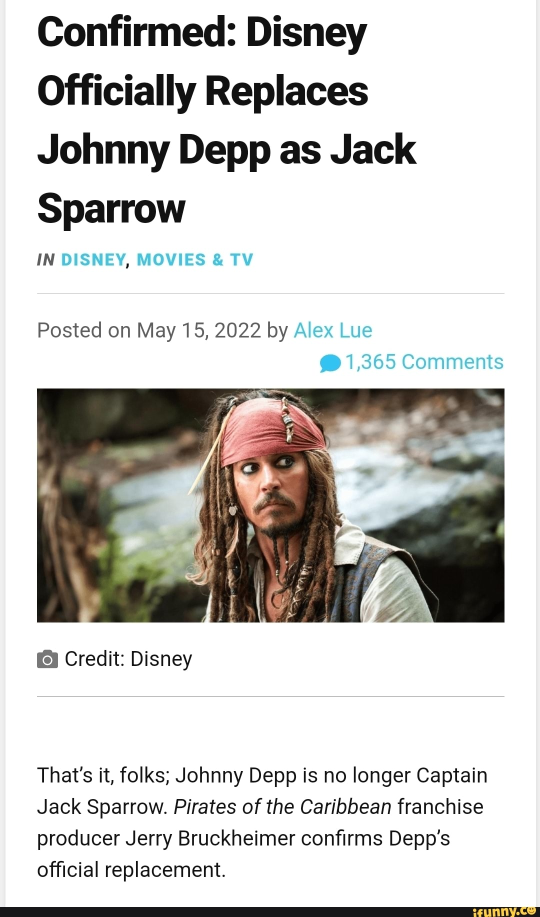 Confirmed: Disney Officially Replaces Johnny Depp as Jack Sparrow IN ...