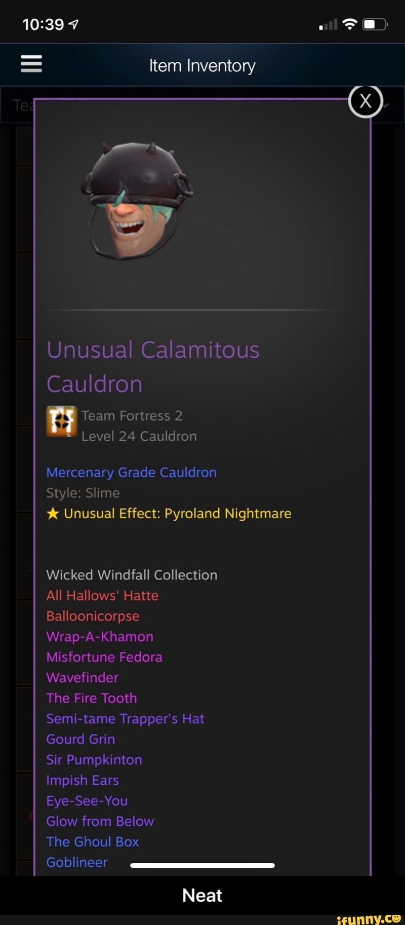 7 Fe) ltem Inventory Unusual Calamitous Cauldron Team Fortress 2 Level ...