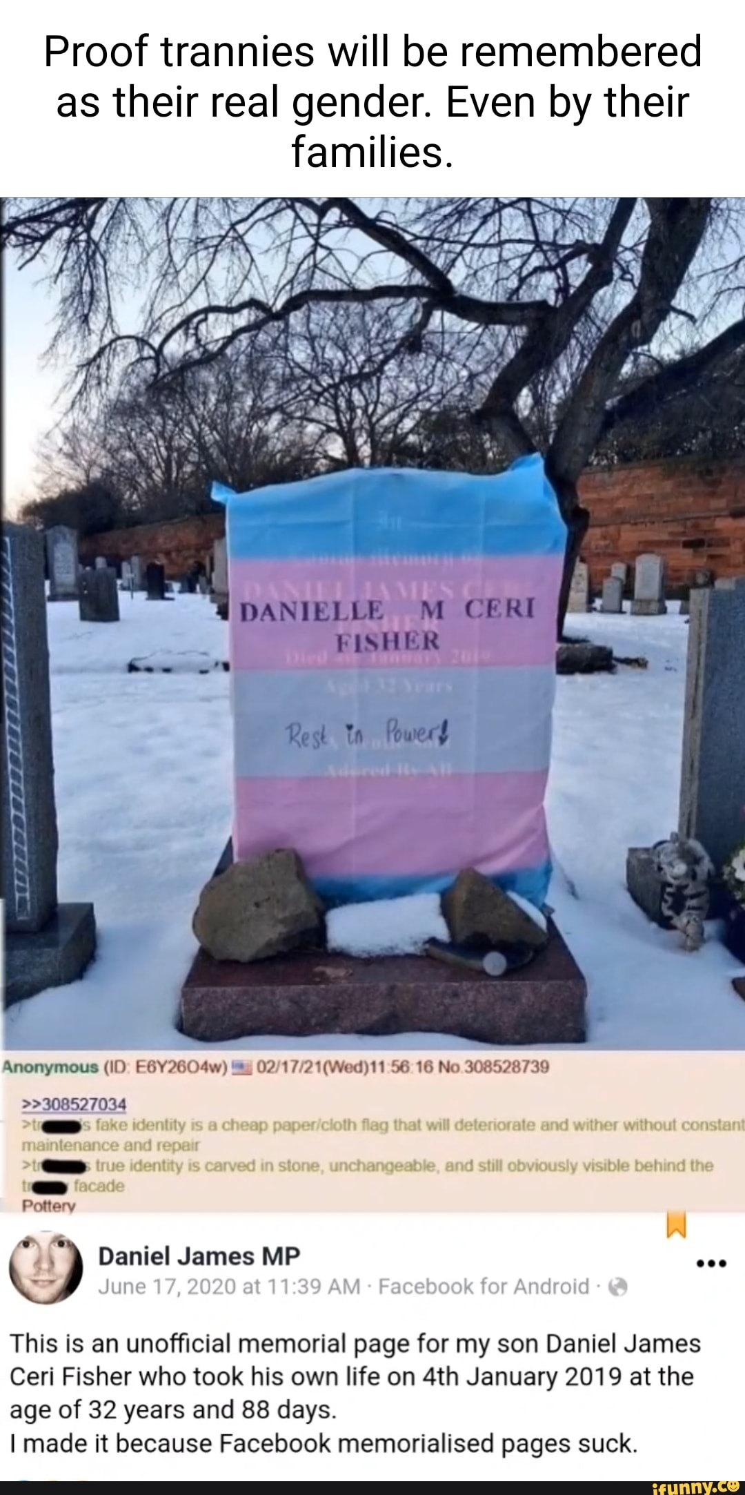Proof trannies will be remembered as their real gender. Even by their ...