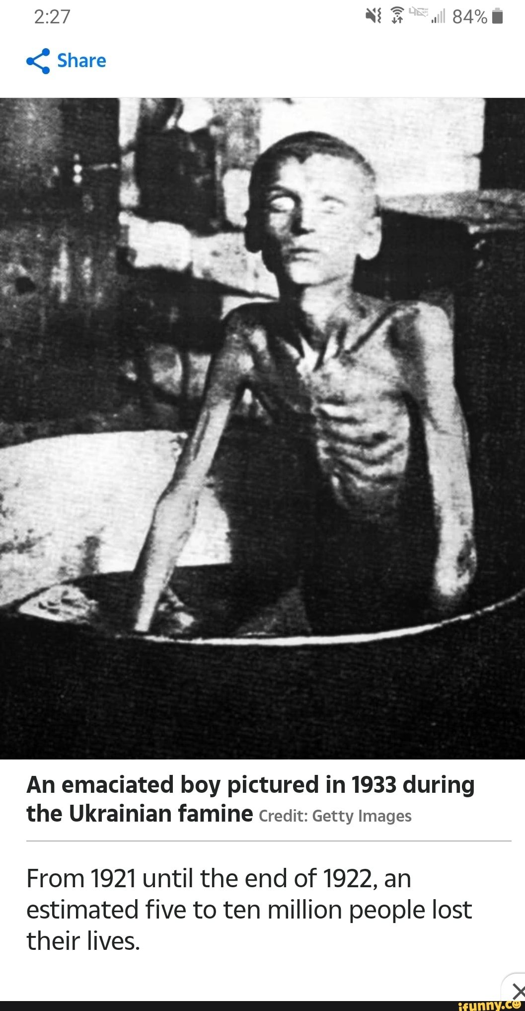 An emaciated boy pictured in 1933 during the Ukrainian famine credit ...