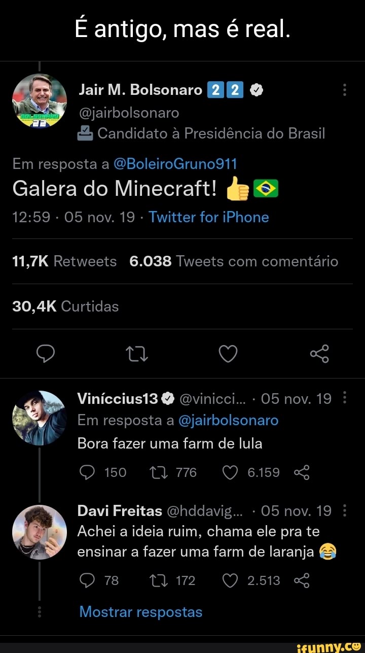 É antigo, mas é real. Jair M. Bolsonaro & Qjairbolsonaro Candidato à ...