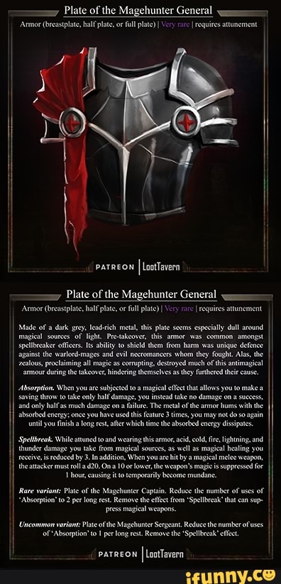 Plate of the Magehunter General Ammor (breasiplate, hal plat, Full ...