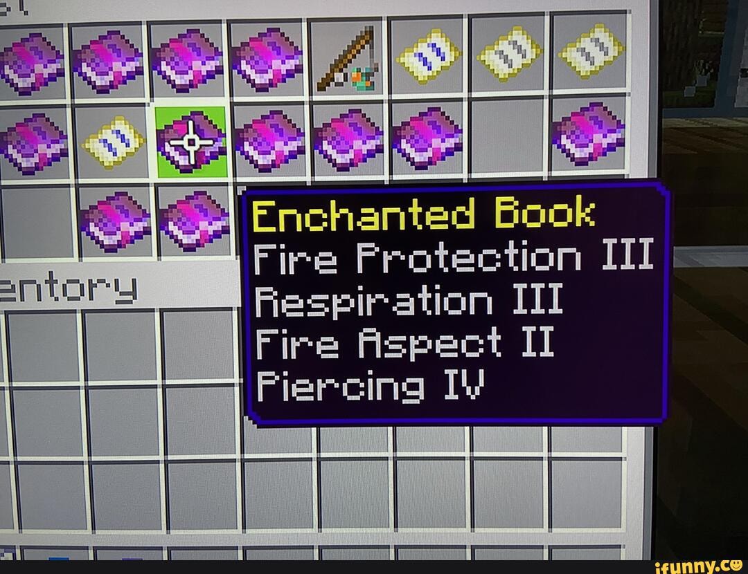 Enchanted Book Protection III I Respiration III Fire Aspect II Piercing ...