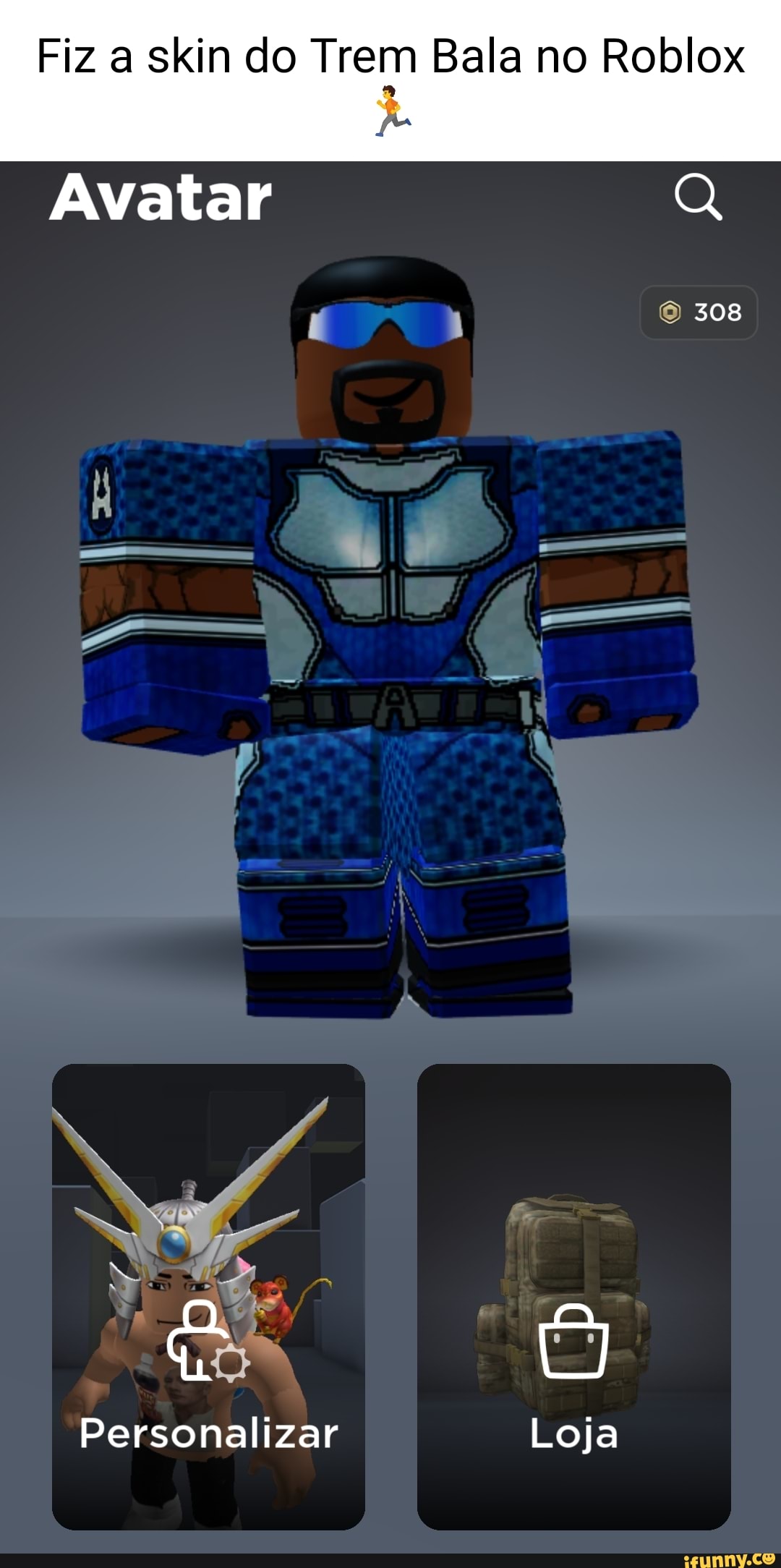 Fiz a skin do Trem Bala no Roblox Avatar Q su 308 Personalizar Loja ...