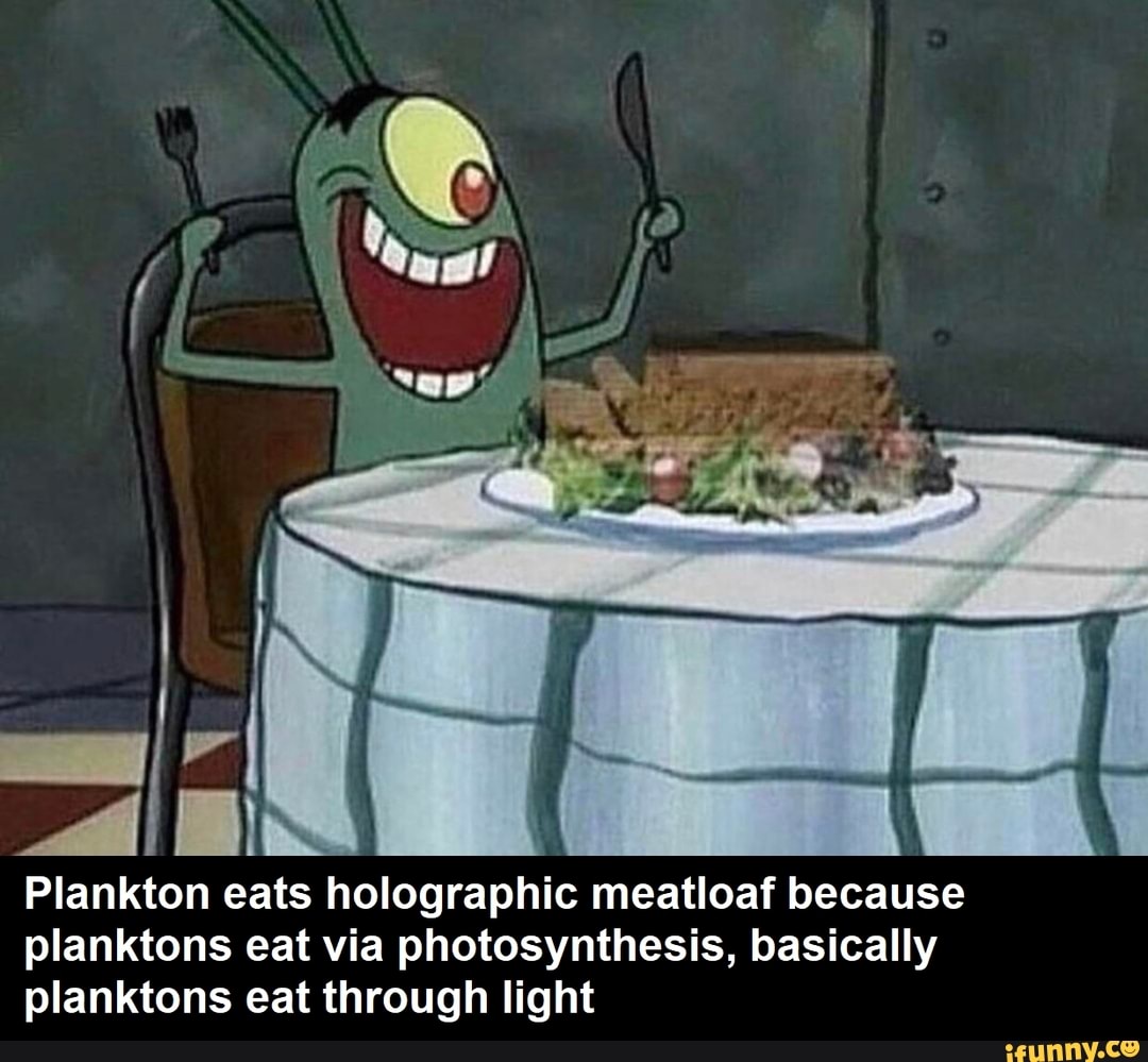 \ ff Plankton eats holographic meatloaf because anktons eat via ...