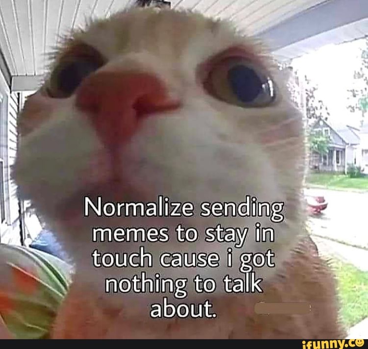 Normalize sending memes to stay in touch cause i got nothing to talk ...
