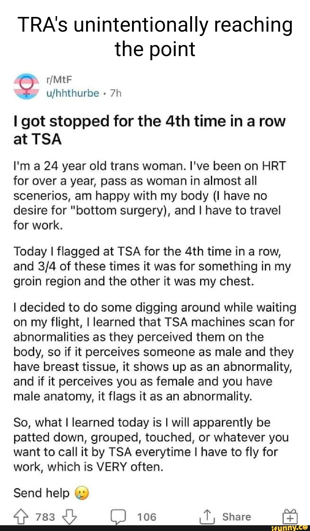 TRA's unintentionally reaching the point dale I got stopped for the ...