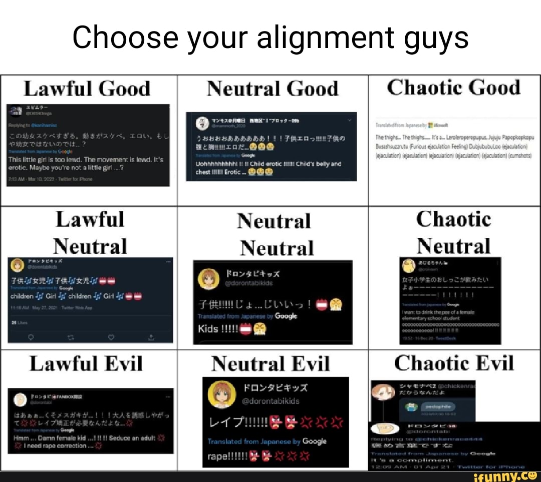 Choose your alignment guys Chaotic Good Neutral Good em Lawful Good Tin ...