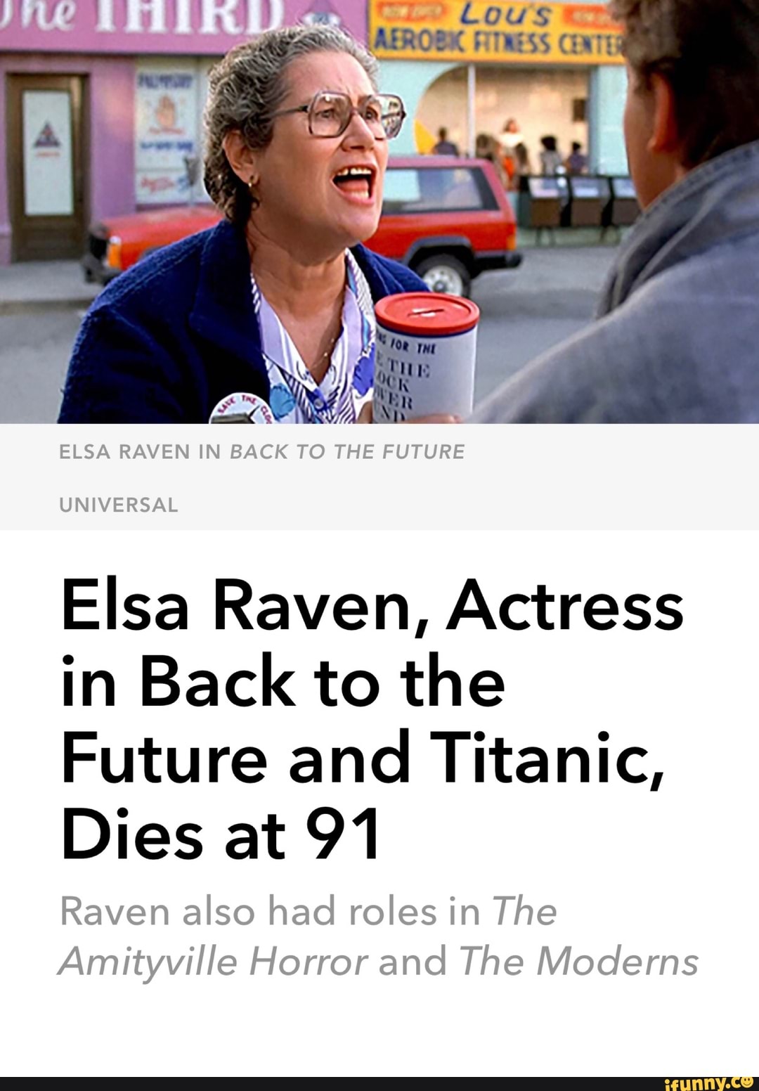 ELSA RAVEN IN BACK TO THE FUTURE UNIVERSAL Elsa Raven, Actress in Back ...