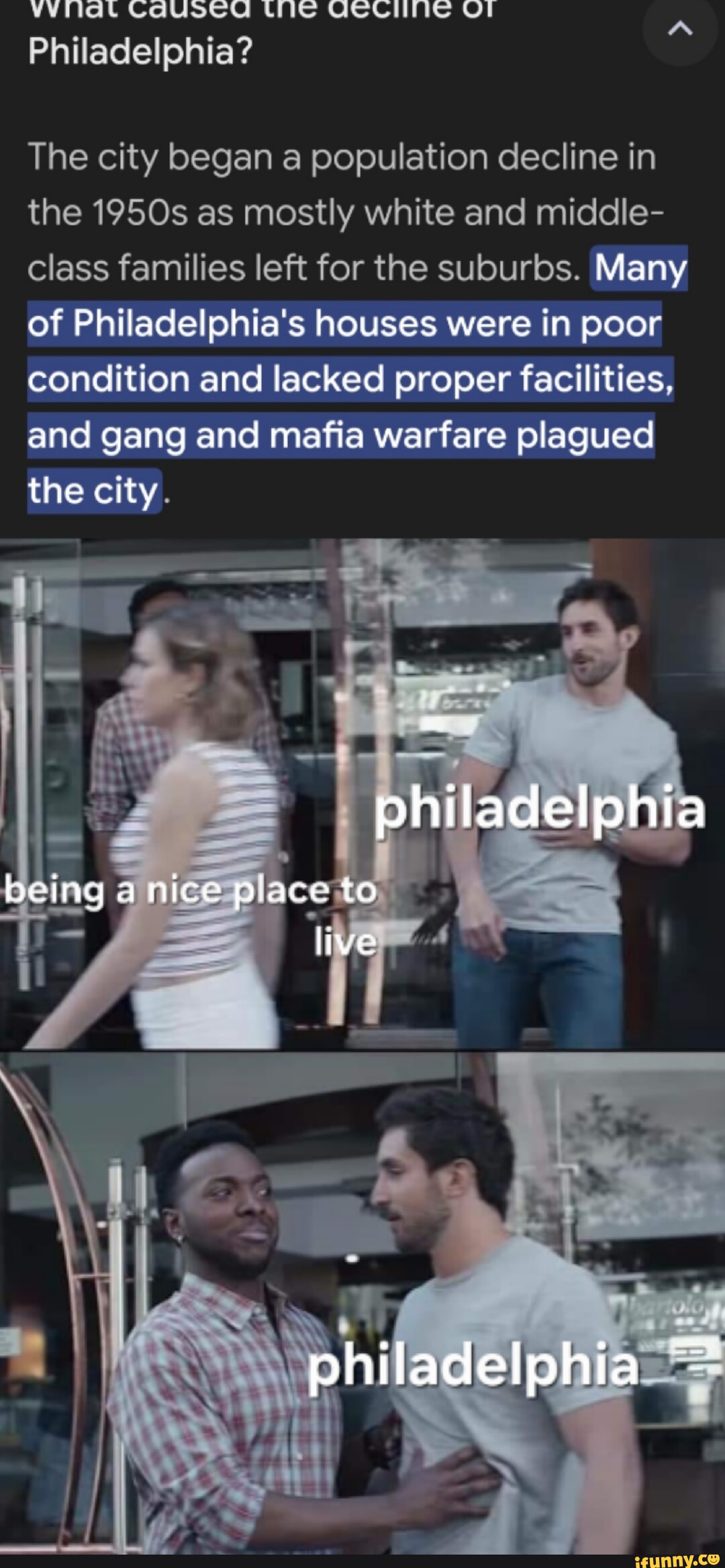 CauseG@ Ule OF Philadelphia? The city began a population decline in the ...