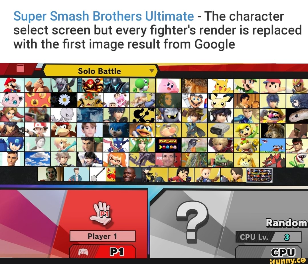 Super Smash Brothers Ultimate The character select screen but every ...
