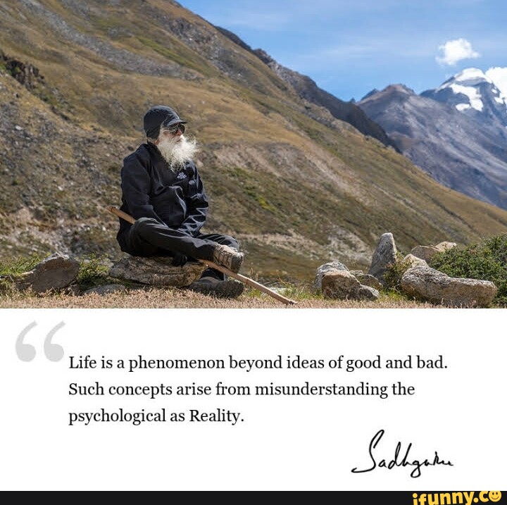 Life is a phenomenon beyond ideas of good and bad. Such concepts arise ...