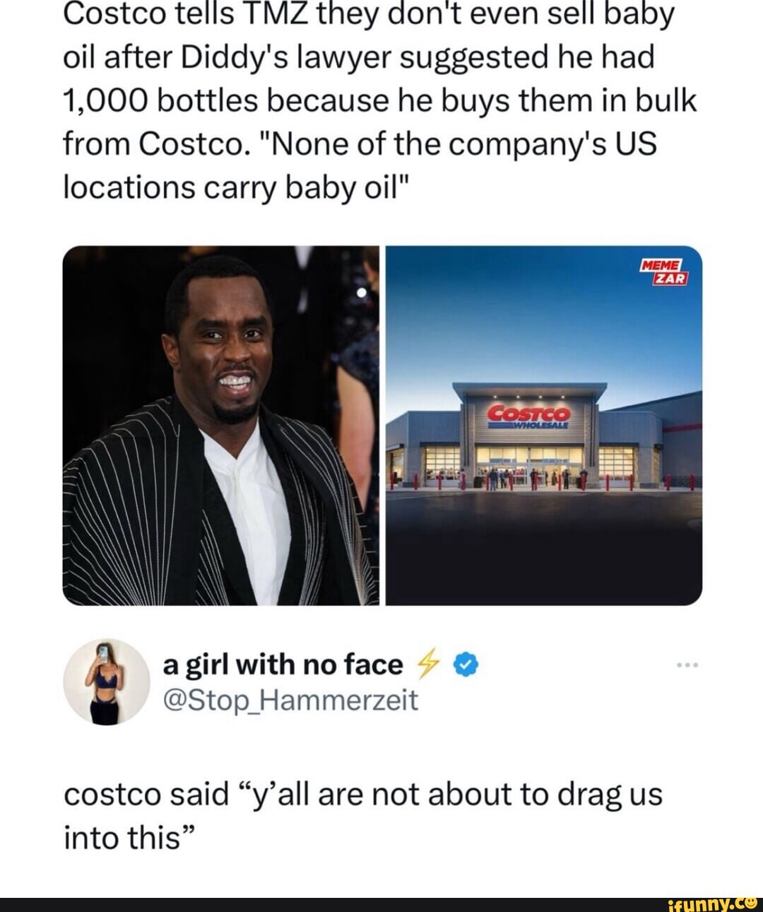 Costco tells [MZ they don't even sell baby oil after Diddy's lawyer ...