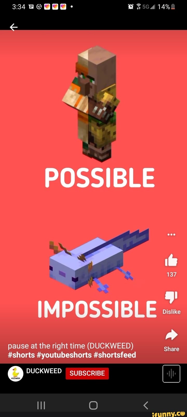 POSSIBLE IMPOSSIBLE pause at the right time (DUCKWEED) Share #shorts # ...