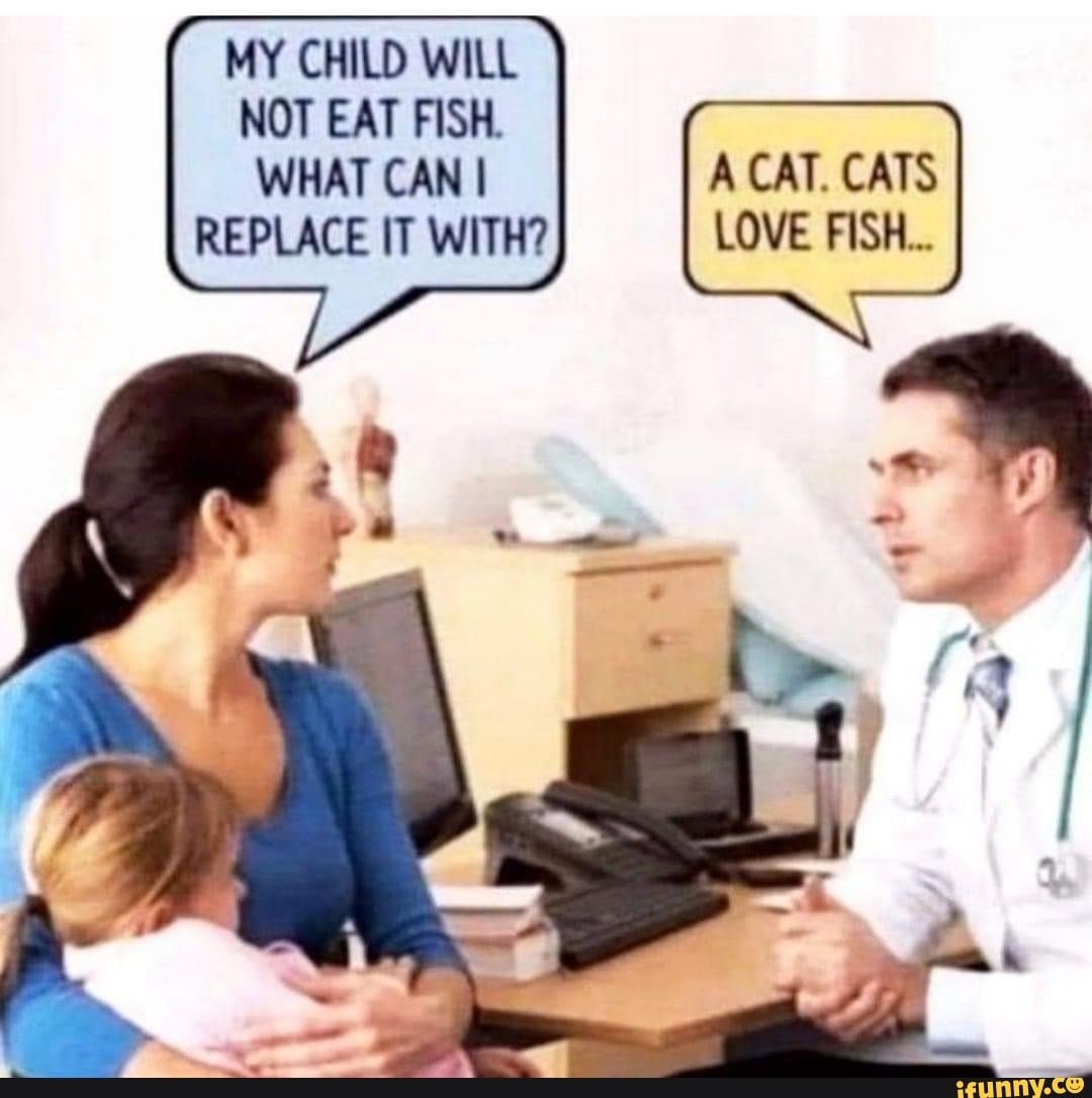 MY CHILD WILL NOT EAT FISH. WHAT CAN I REPLACE IT WITH? A CAT. CATS ...
