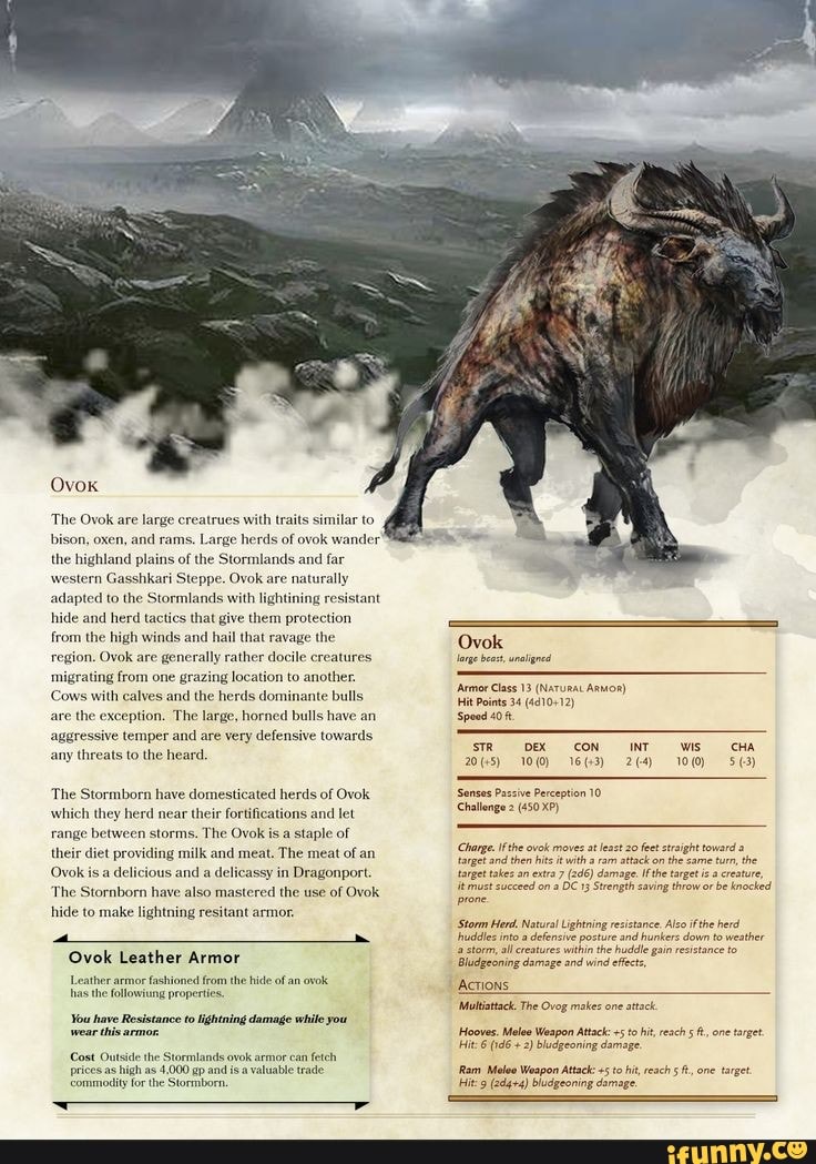 Ovox The Ovok are large creatrues with traits similar to bison, oxen ...