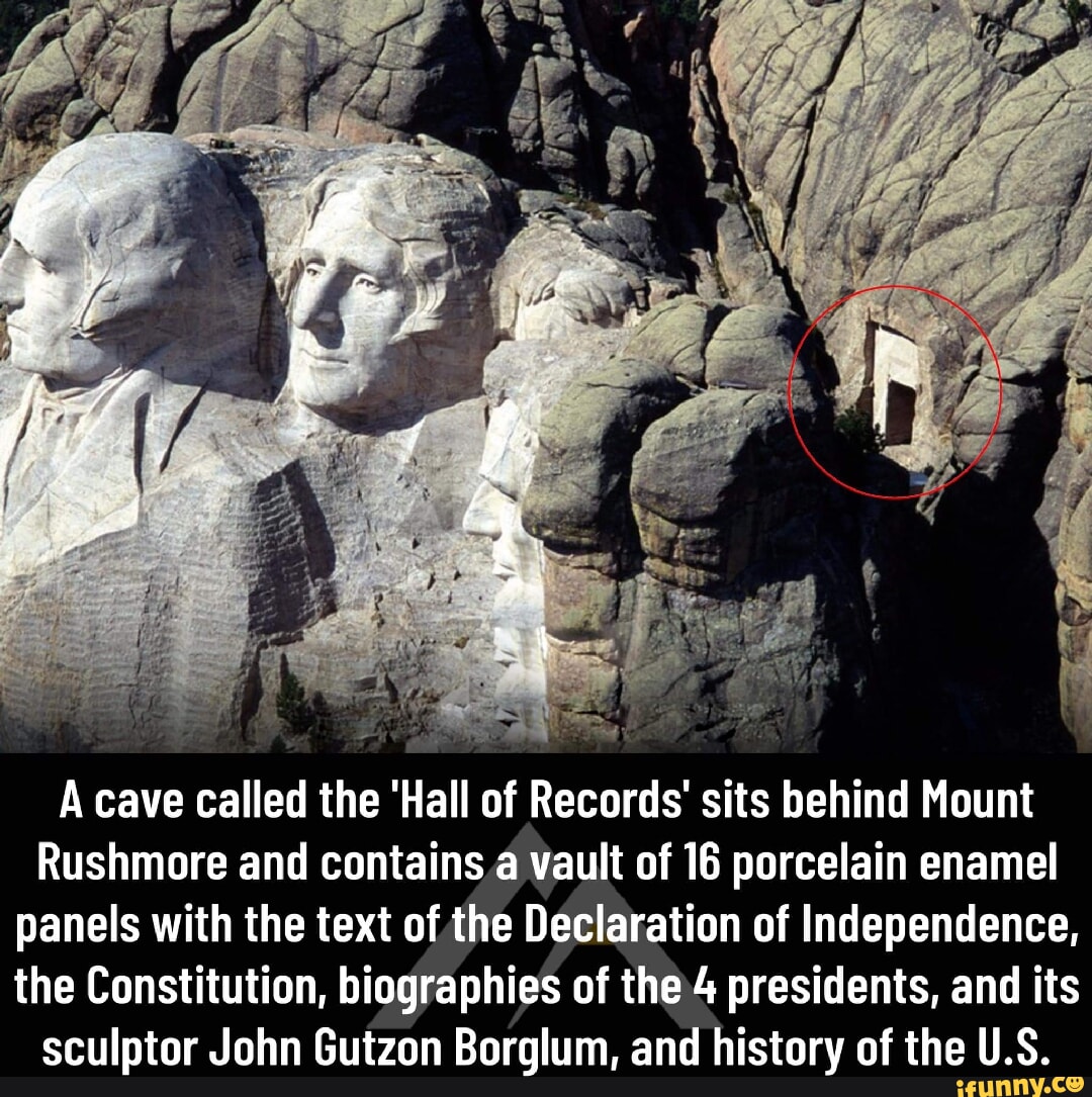 A cave called the 'Hall of Records' sits behind Mount Rushmore and ...