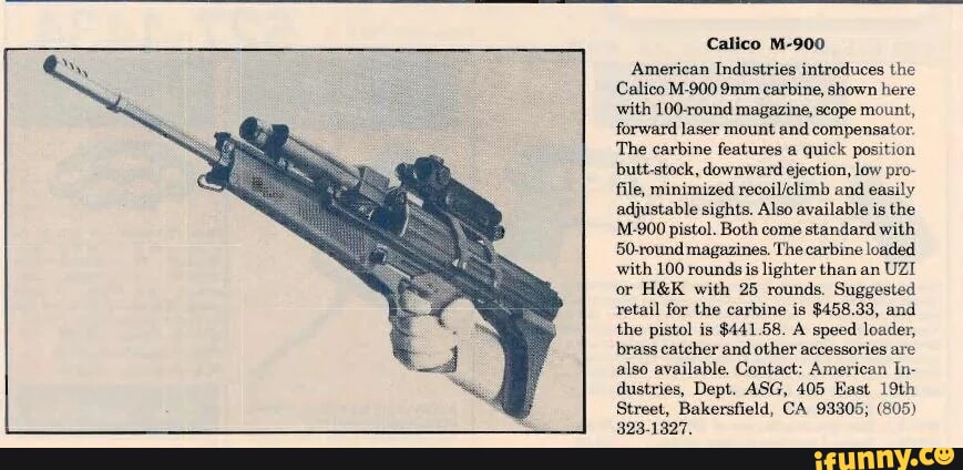 Calico M-900 American Industries introduces the Calico M-900 carbine ...