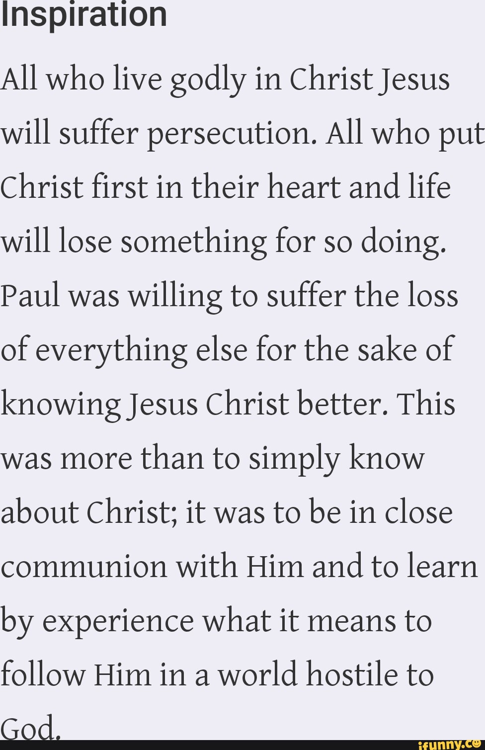 Inspiration All who live godly in Christ Jesus will suffer persecution ...