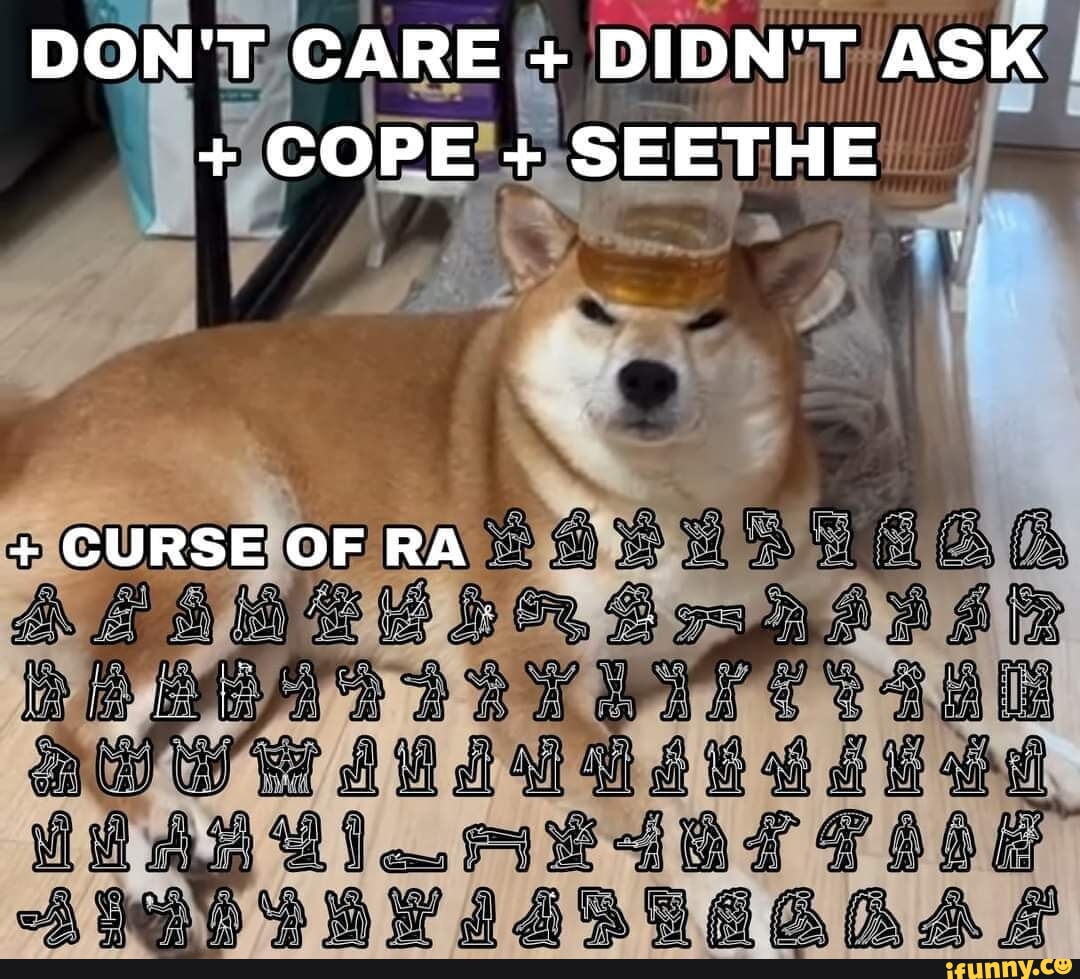 DON'T CARE + DIDN'T ASK + COPE + SEETHE I + CURSE OF RA Al - iFunny