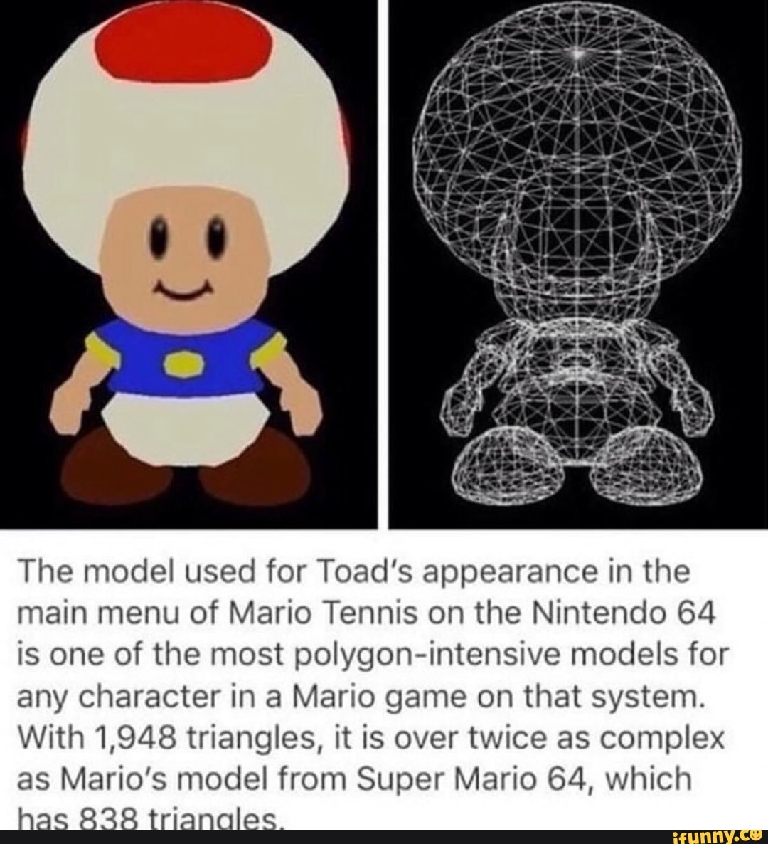 The model used for Toad's appearance in the main menu of Mario Tennis ...