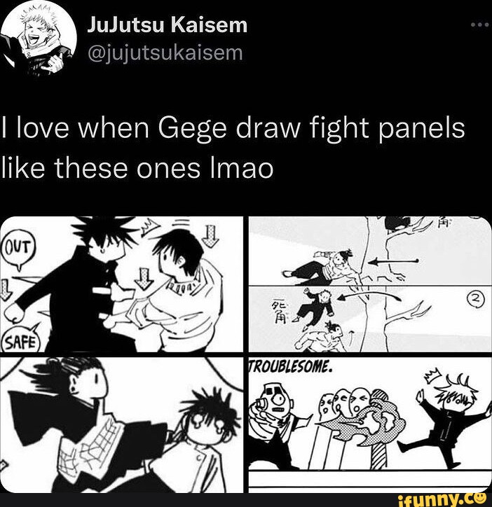JuJutsu Kaisem @jujutsukaisem I love when Gege draw fight panels like ...