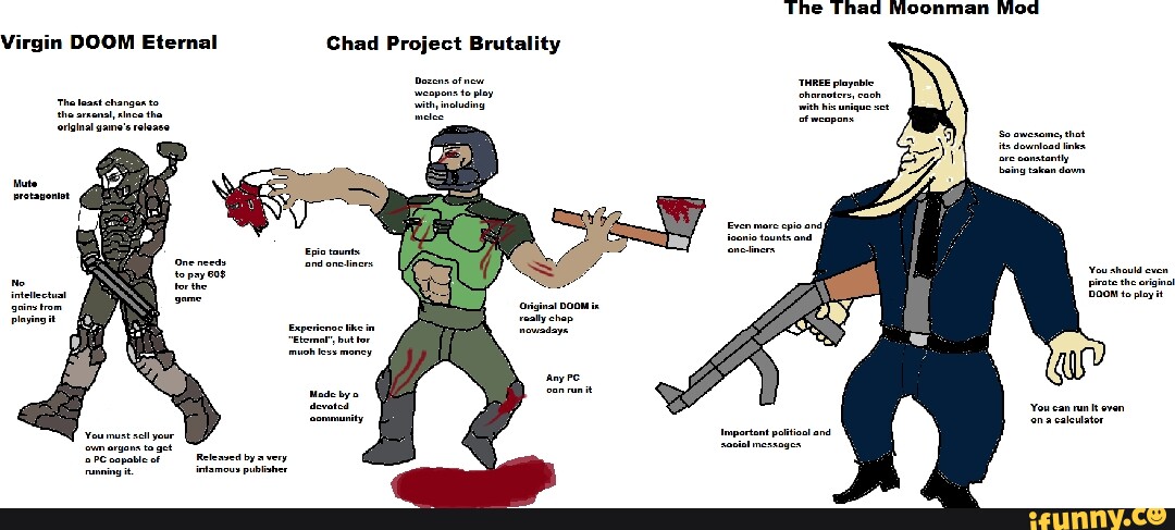 'The Thad Moonman Mod 'gin DOOM Eternal Chad Project Brutality weapons ...