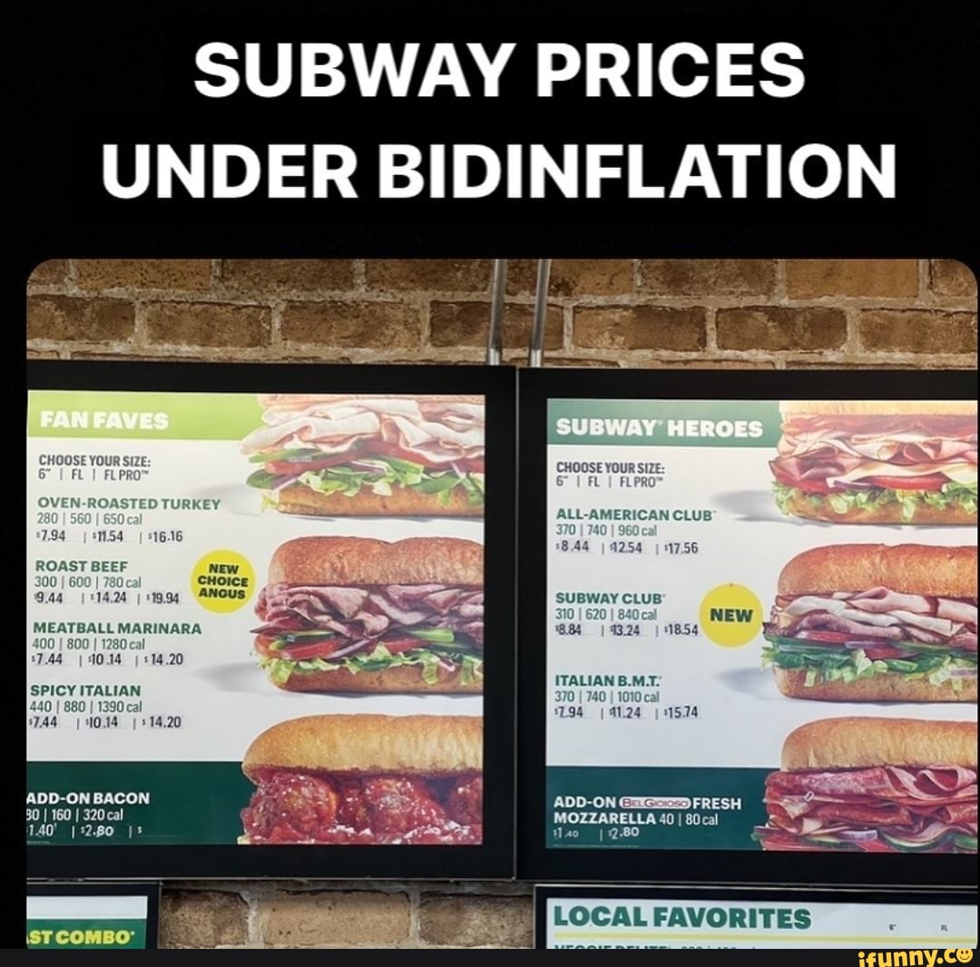 Subway Menu Prices