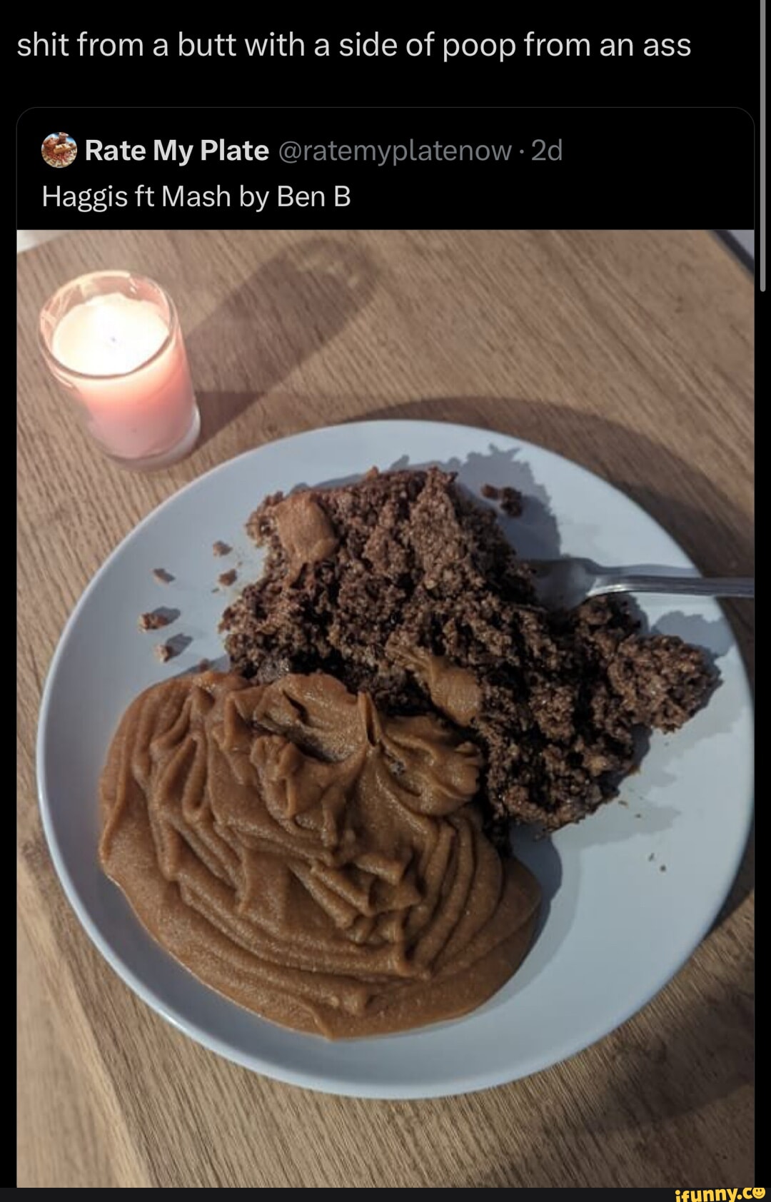 Shit from a butt with a side of poop from an ass Rate My Plate ...