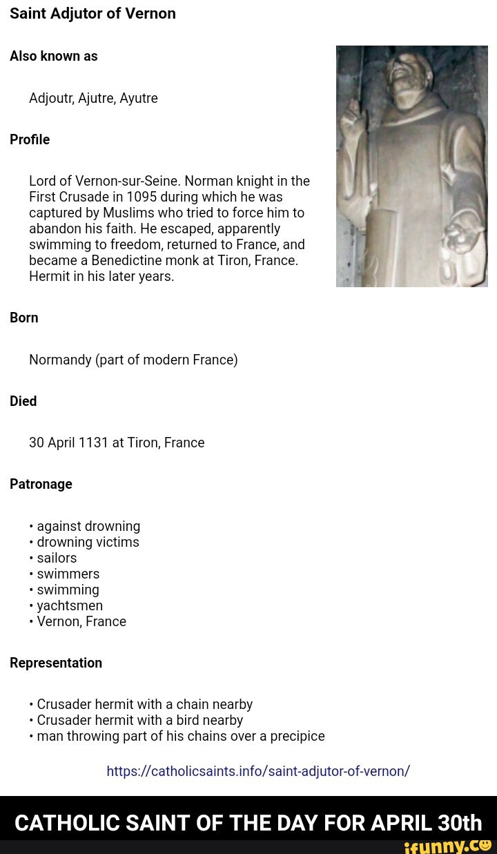 Saint Adjutor of Vernon Also known as Adjoutr, Ajutre, Ayutre Profile ...