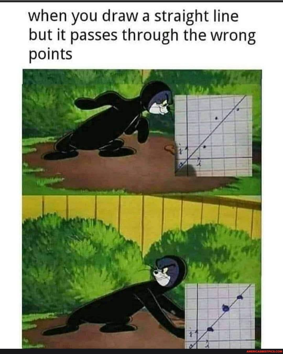 When you draw a Straight line but it passes through the wrong points ...