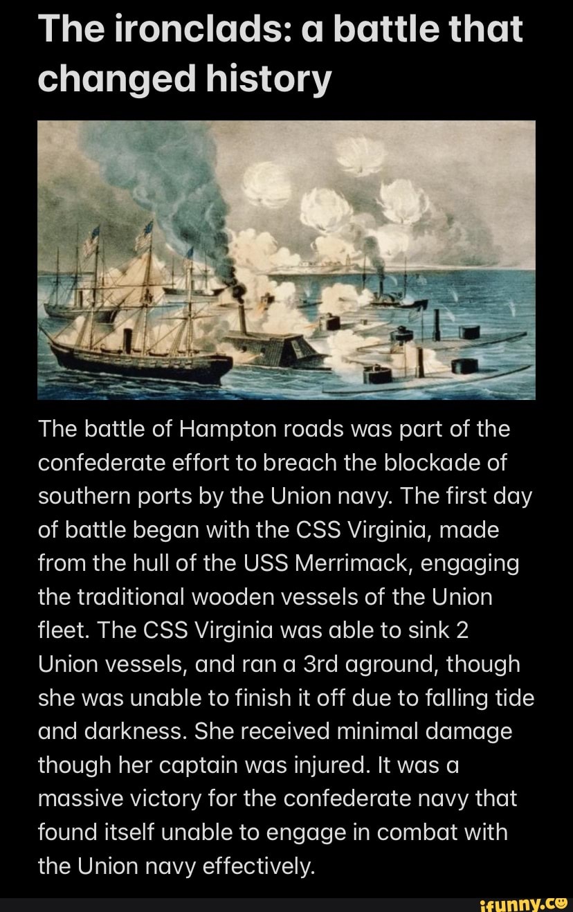 The ironclads: a battle that changed history The battle of Hampton ...