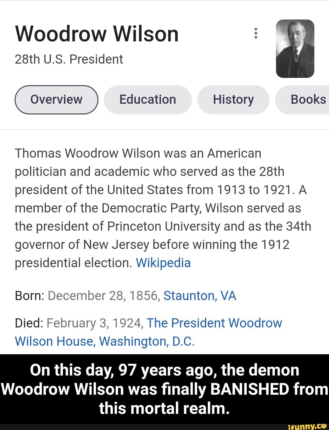 Woodrow Wilson 28th U.S. President Overview Education History Books ...