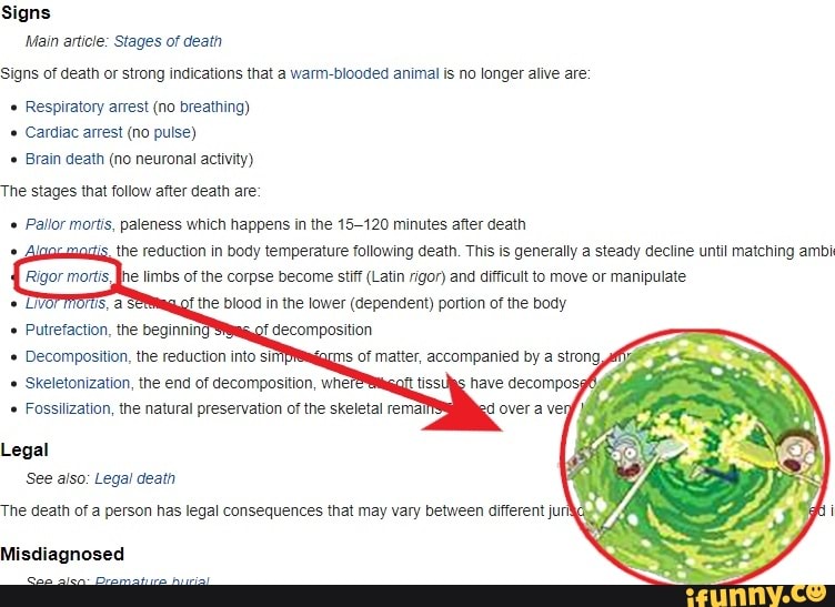Signs 'Main article: Stages of death Signs of death or strong ...