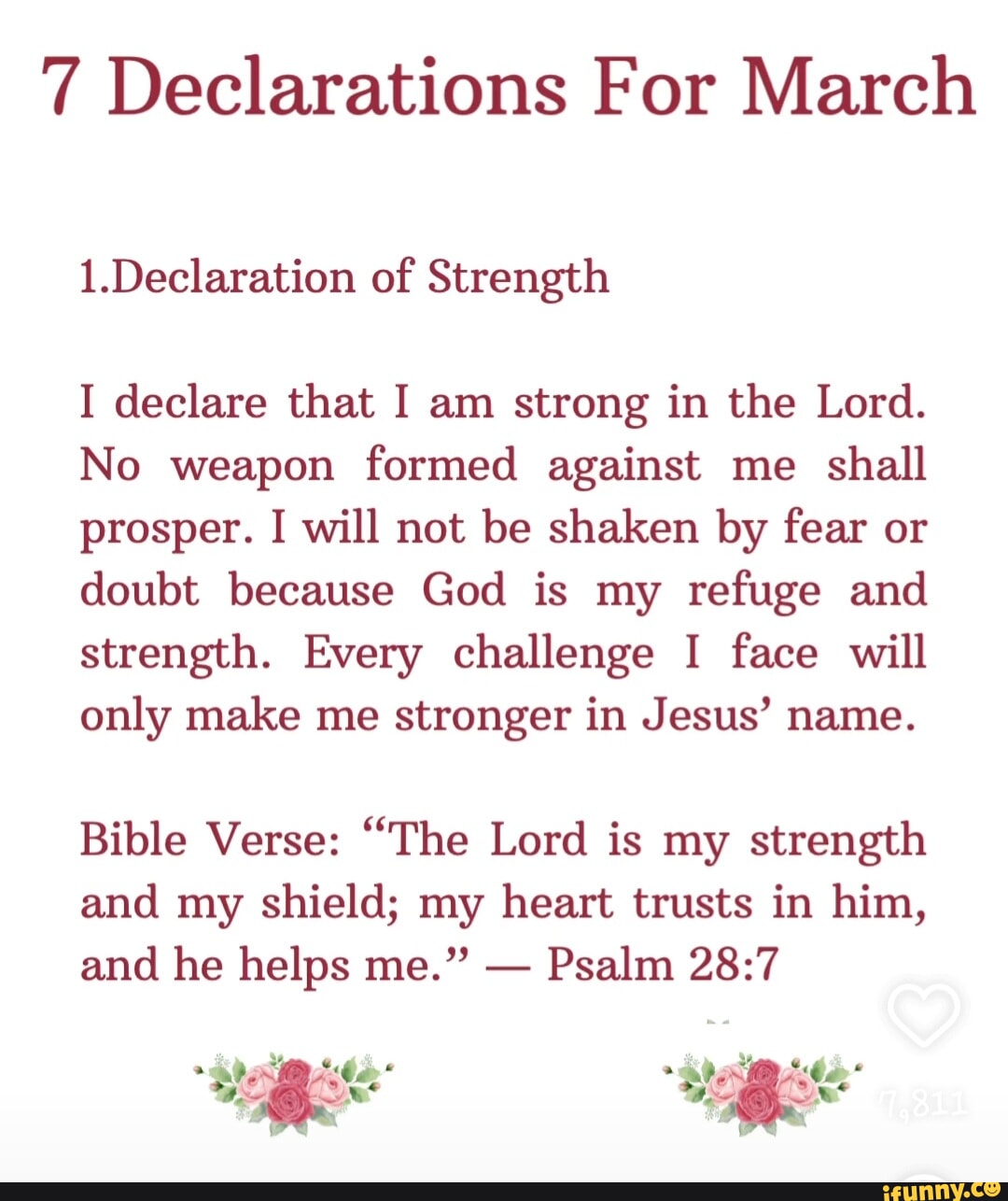 7 Declarations For March Declaration of Strength I declare that I am ...