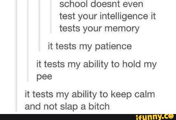School doesnt even test your intelligence it tests your memory it tests ...