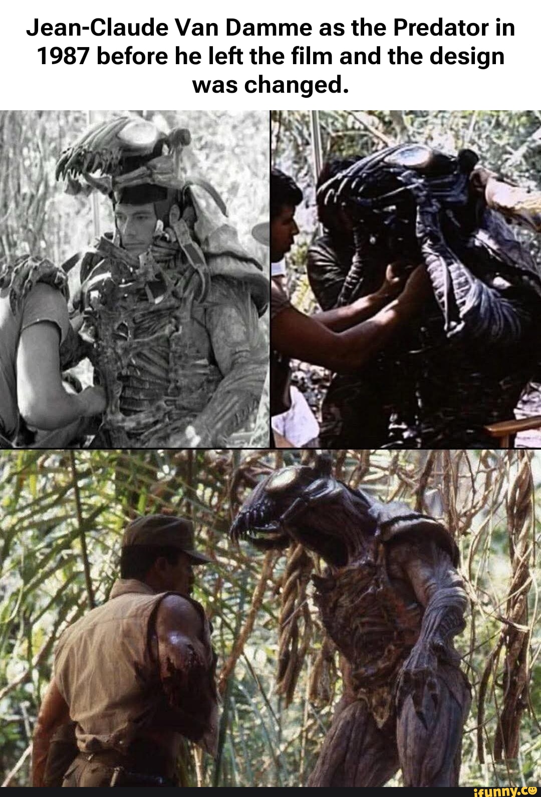 Jean-Claude Van Damme as the Predator in 1987 before he left the film ...